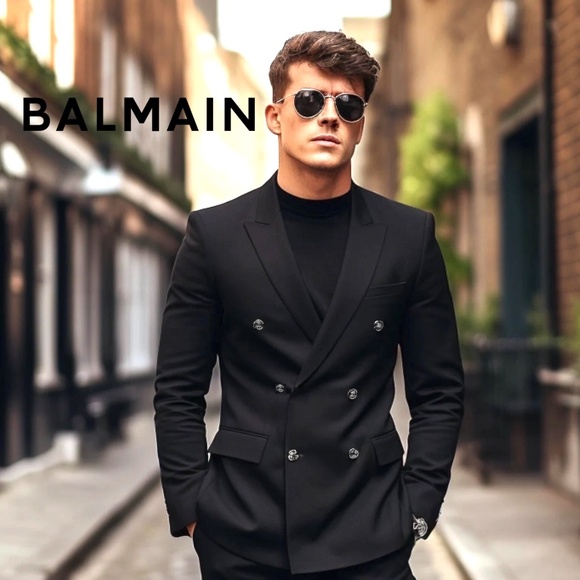 Balmain | Suits & Blazers | Balmain Double Breasted Peak Lapel Blazer 5l Gently Worn 00 Wool 6 ...